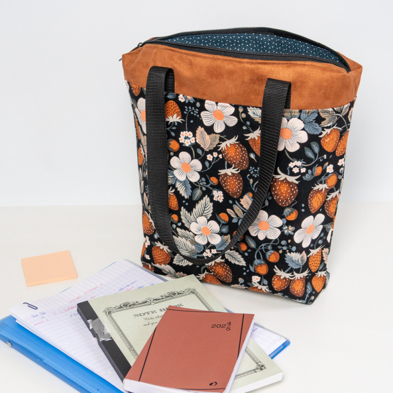 Patron couture PDF sac cabas zippé Fraise